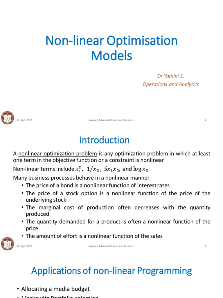 Nonlinear Optimisation | PDF | Mathematical Optimization | Nonlinear ... Nonlinear Optimisation | PDF | Mathematical Optimization | Nonlinear ...