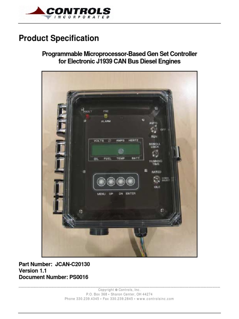 Product Specification: Programmable Microprocessor-Based Gen Set ...
