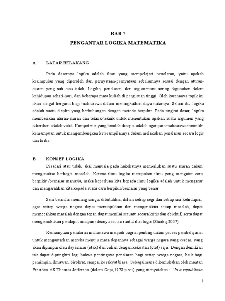 Bab 7 Logika | PDF