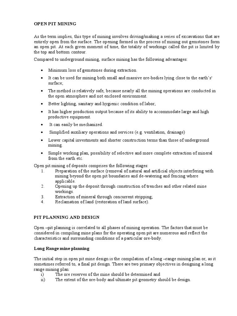 Pit Planning and Design | PDF