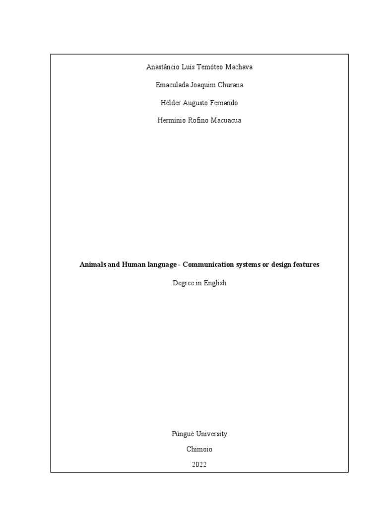 Animals and Human Language - Communication Systems or Design Features ...