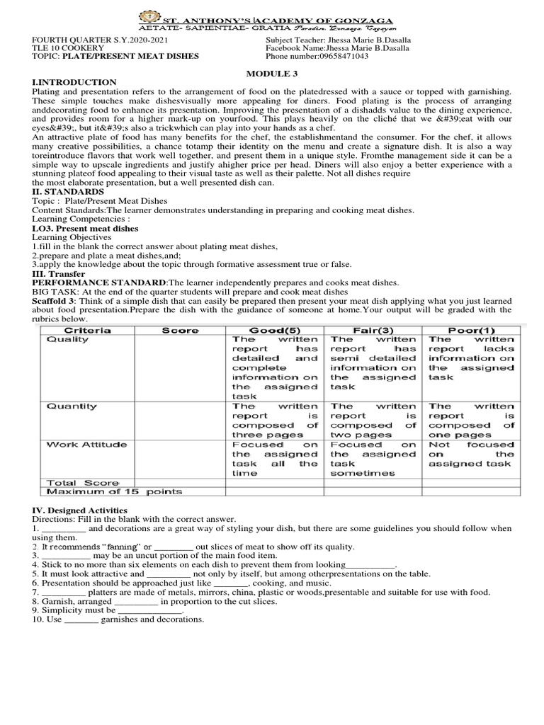 Fourth Quarter Tle 10 m3 and 4 | PDF | Foods | Freeze Drying