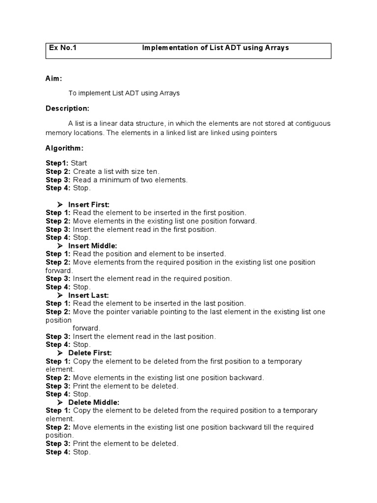 List Adt | PDF | Array Data Structure | Software Engineering List Adt | PDF | Array Data Structure | Software Engineering