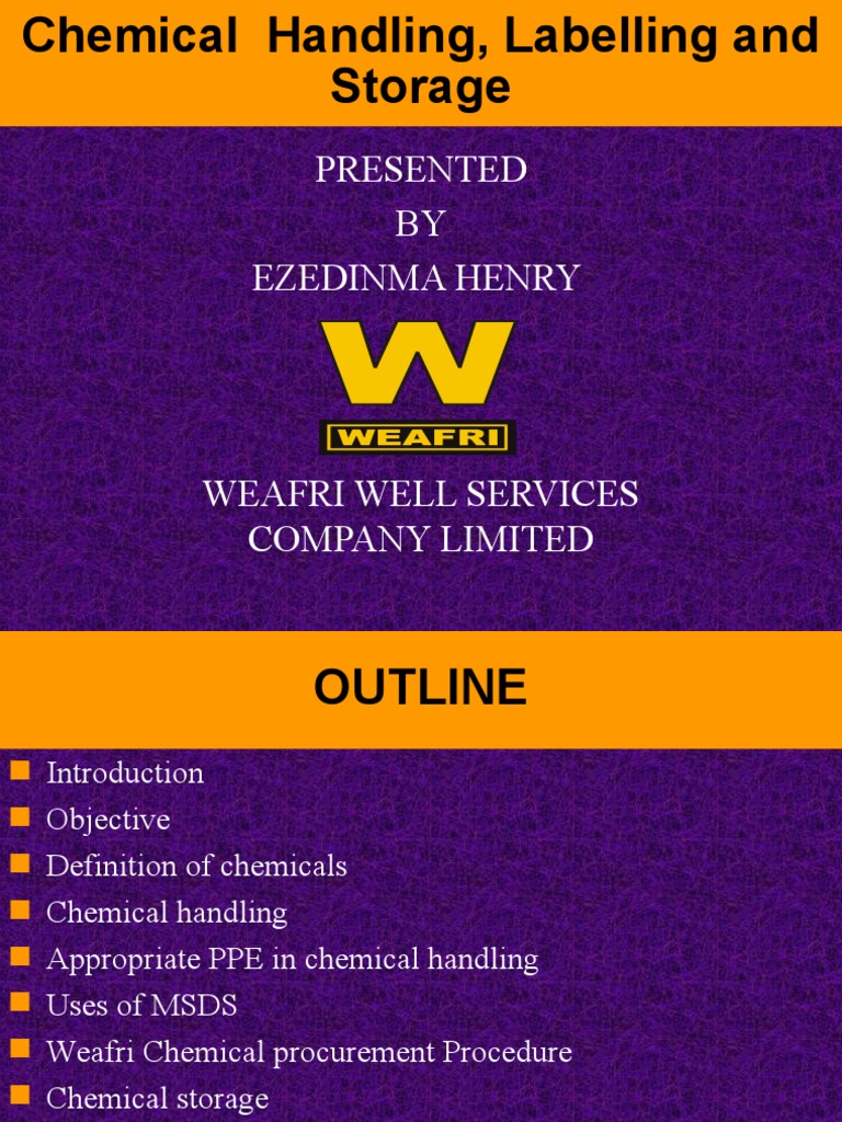 Chemical Handling Presentation by Henry | PDF | Physical Sciences ...