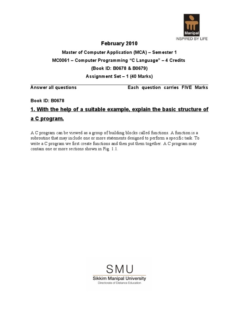 MC0061 | Download Free PDF | Integer (Computer Science) | Control Flow