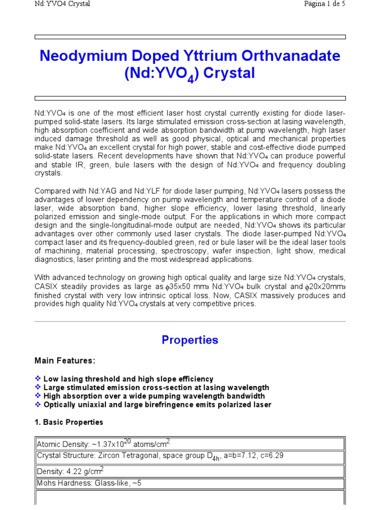 Láser ND YVO4.. | PDF | Laser | Physical Chemistry