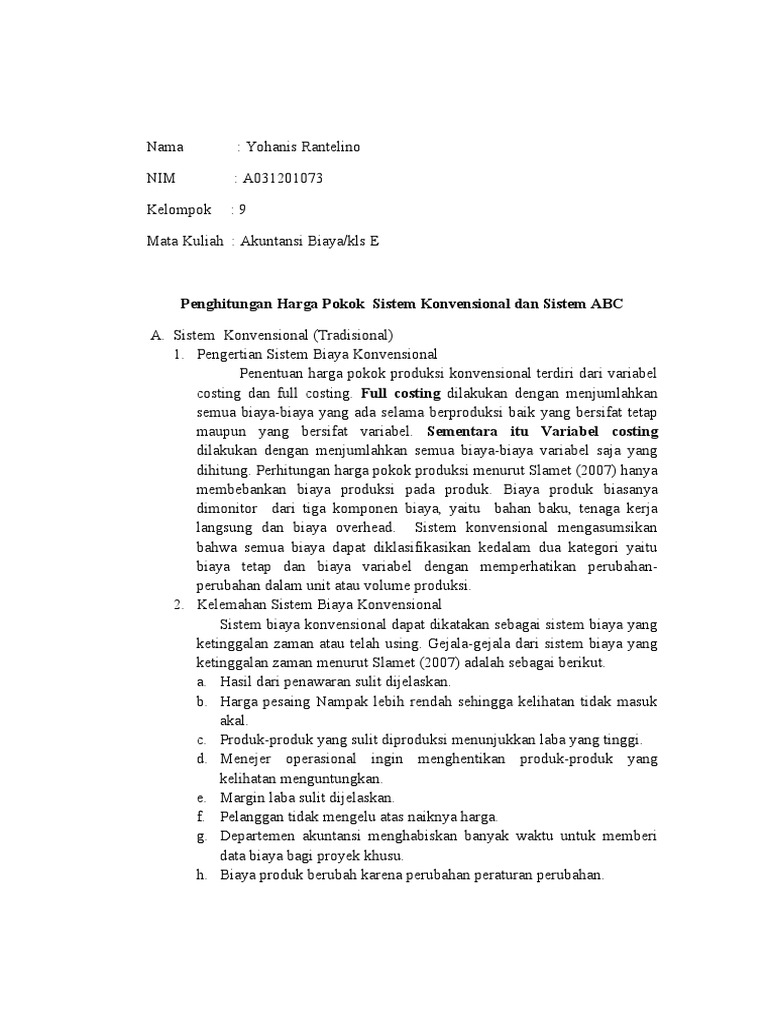Yohanis Rantelino - RMK Sistem ABC - KLPK 9 | PDF