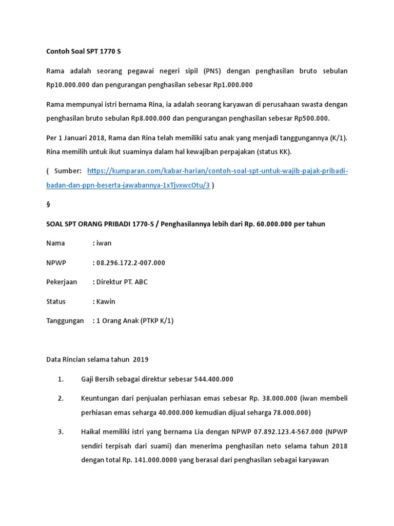 Contoh Soal SPT 1770 S | PDF