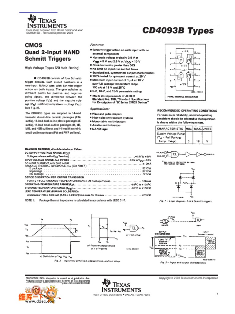 查询CD4093供应商 查询CD4093供应商: Data sheet acquired from Harris Semiconductor ...