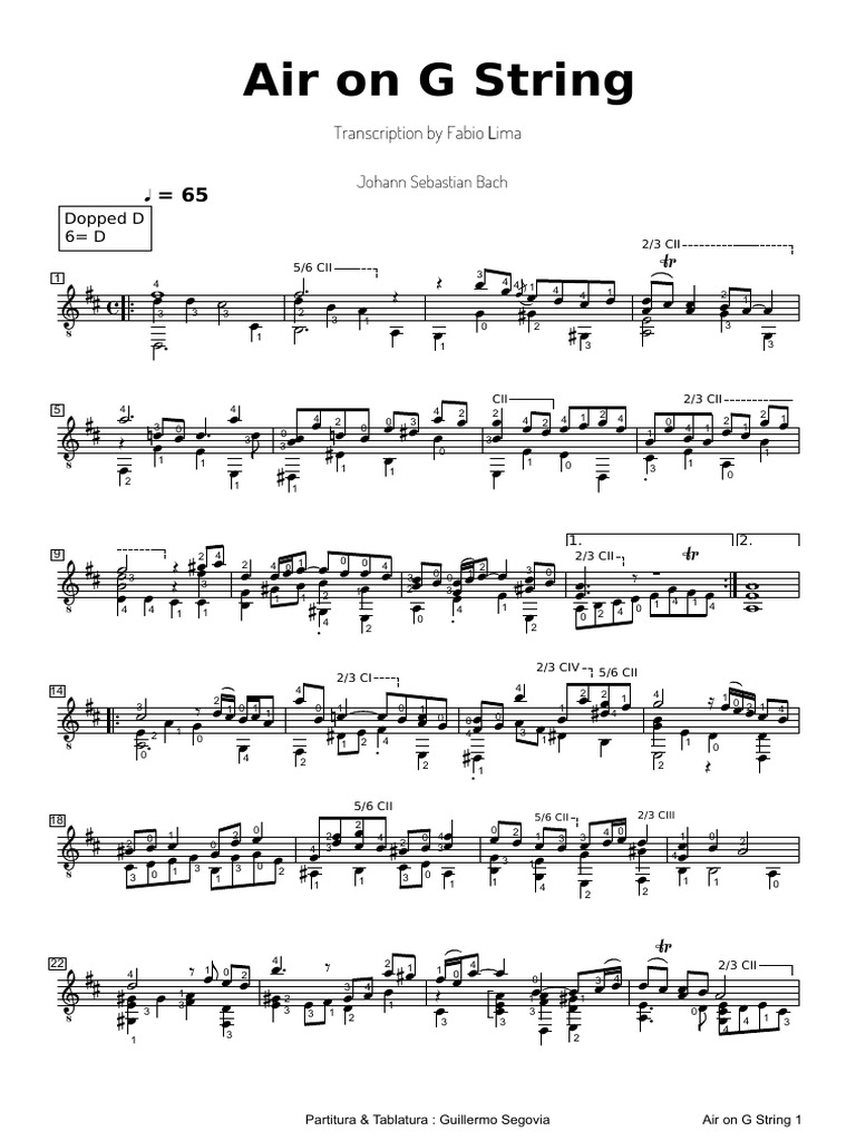 Air On G String: Transcription by Fabio Lima | PDF | Johann Sebastian ...