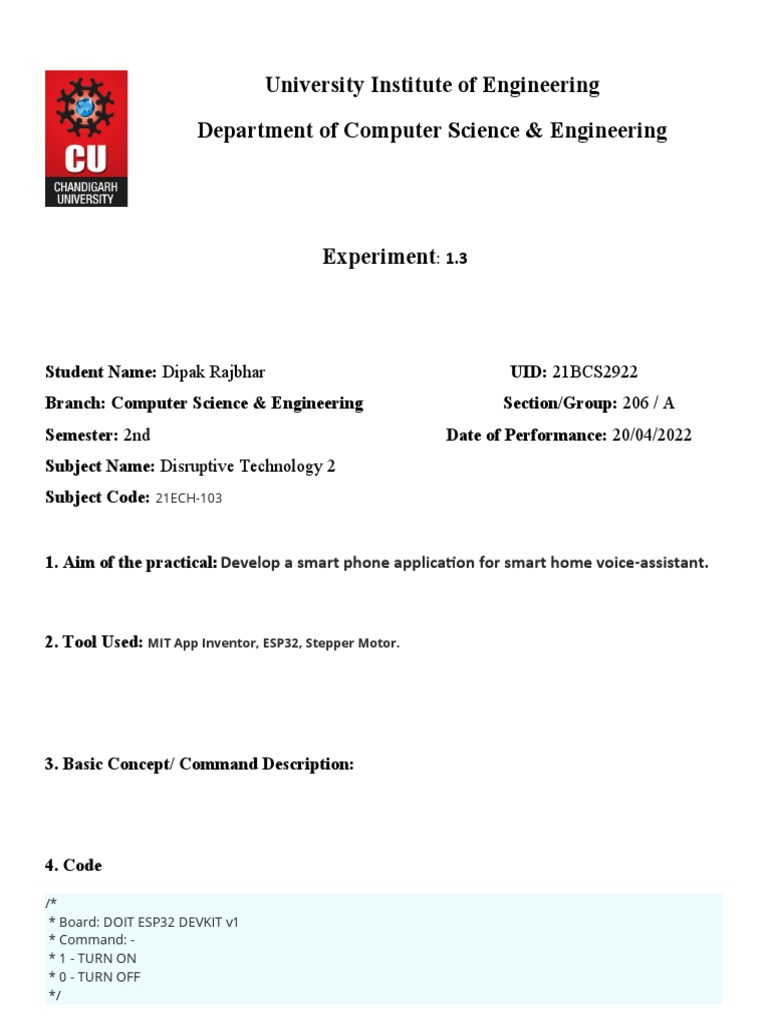 University Institute of Engineering Department of Computer Science & Engineering | PDF ...