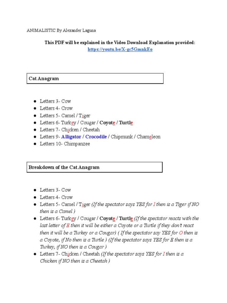 Animal Anagram Game Guide | PDF | Language Arts & Discipline | Foreign ...