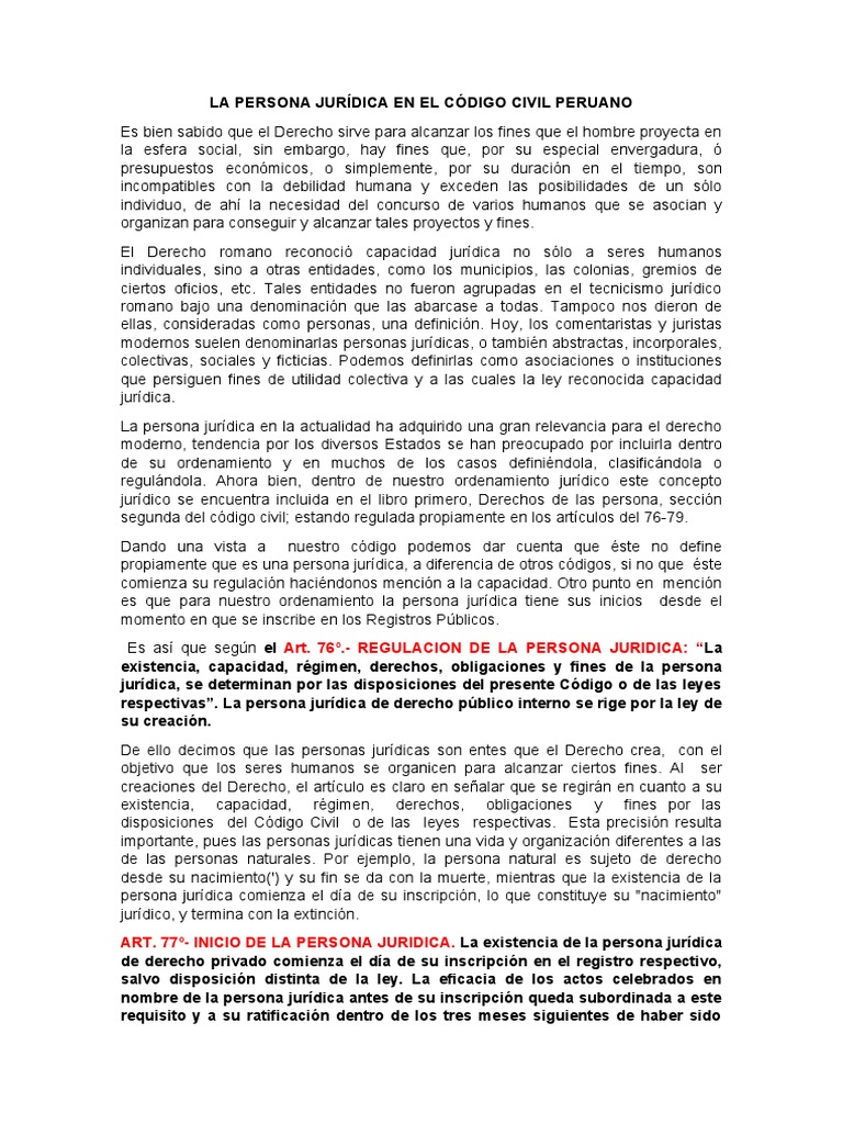 Aportes de Derecho romano..LA PERSONA JURÍDICA EN EL CÓDIGO Civil | PDF ...