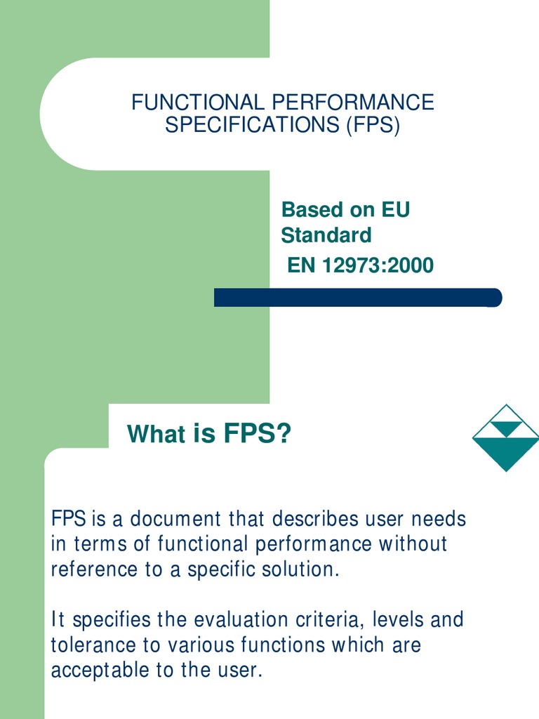 Functional Performance Specifications (FPS) : Based On EU Standard EN ...