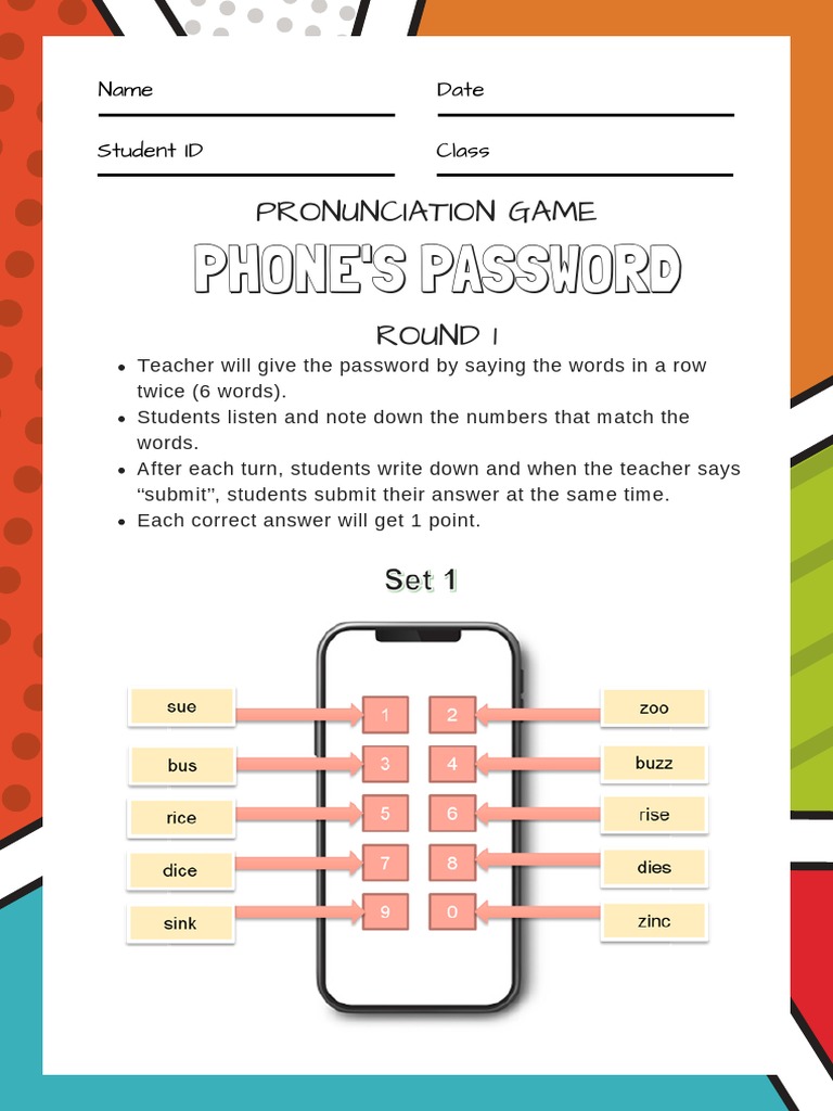 Phone'S Password: Pronunciation Game Round 1 | PDF
