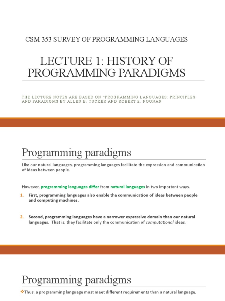 Lecture 1 History of Programming Paradigms | PDF