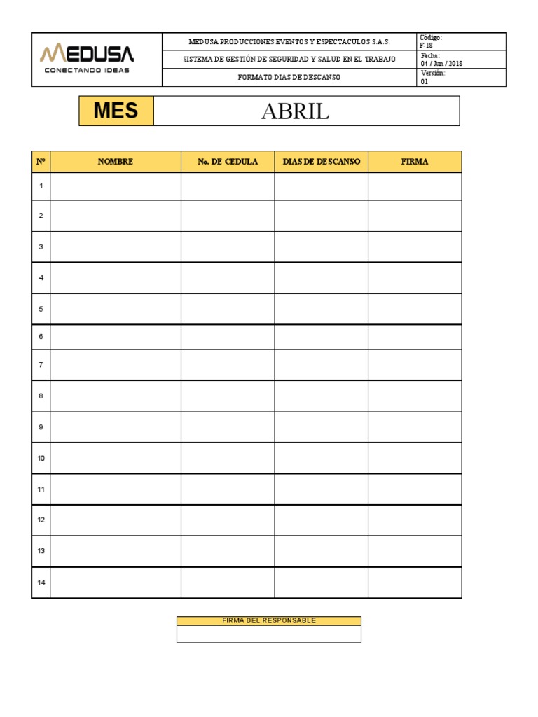 Formato Descanso | PDF