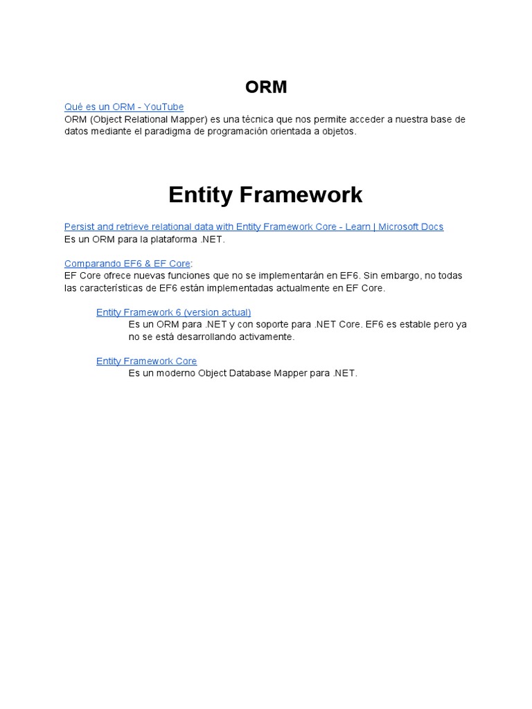 Entity Framework | PDF | Marco de la entidad | Bases de datos