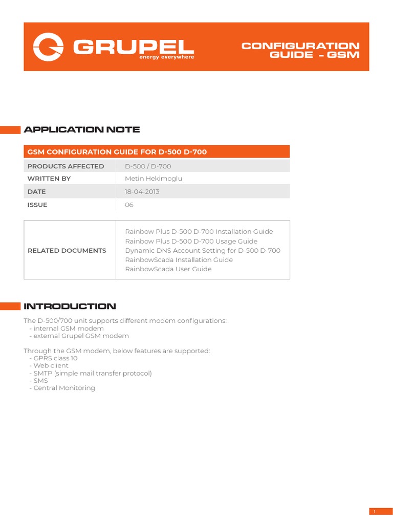 500 GSM Configuration | PDF