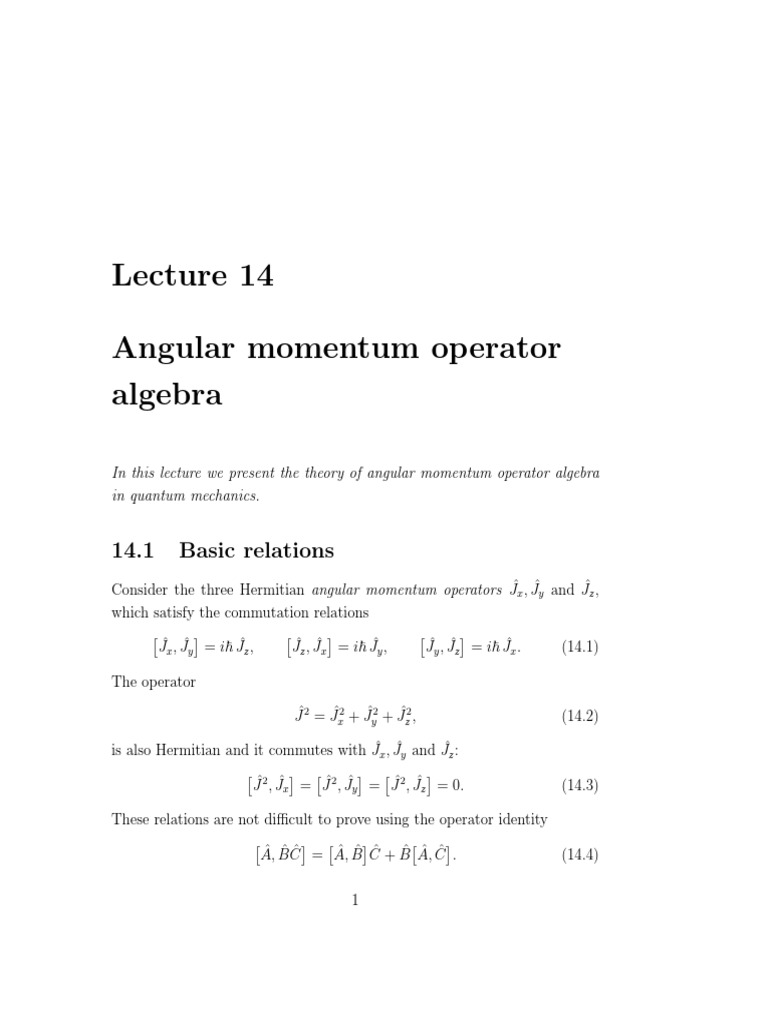 Angular Momentum | PDF | Eigenvalues And Eigenvectors | Vector Space
