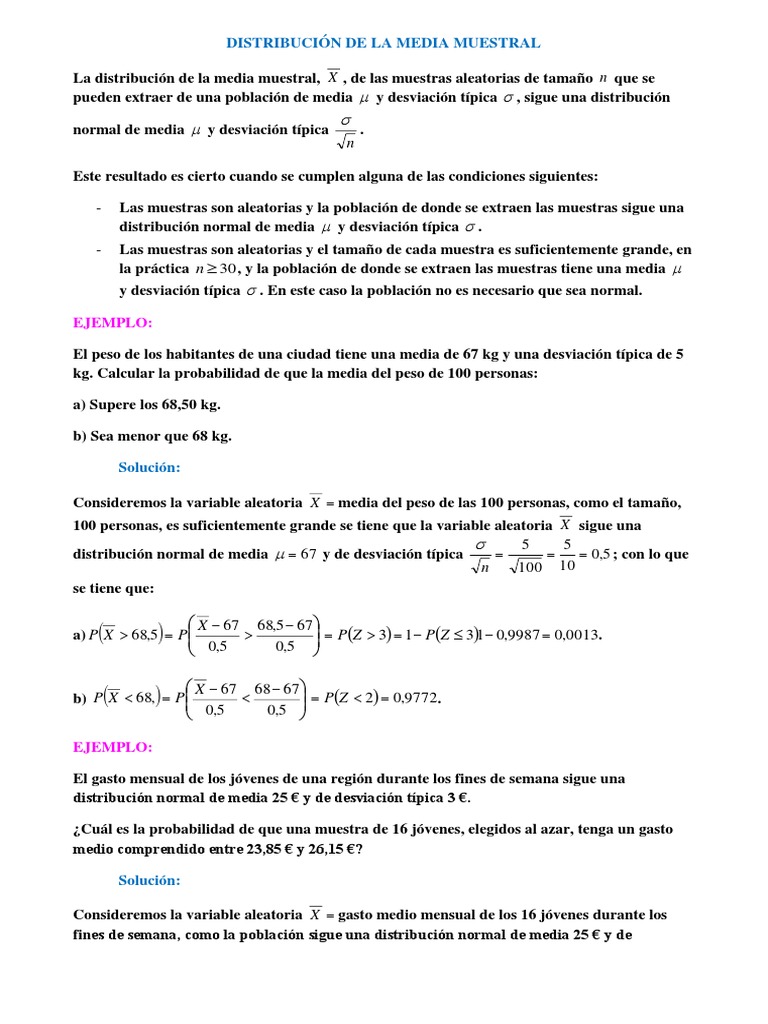 Distribución de La Media Muestral y de La Proporción Muestral | PDF