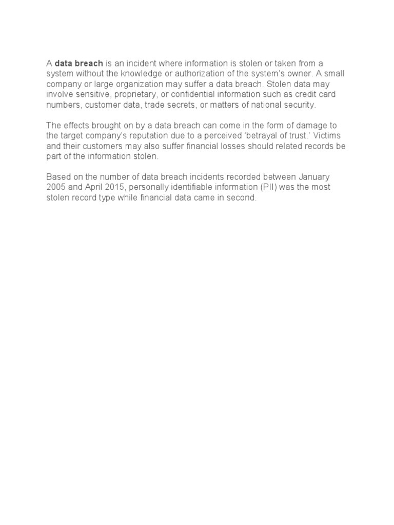 Data Breach | PDF | Finance & Money Management | Social Science