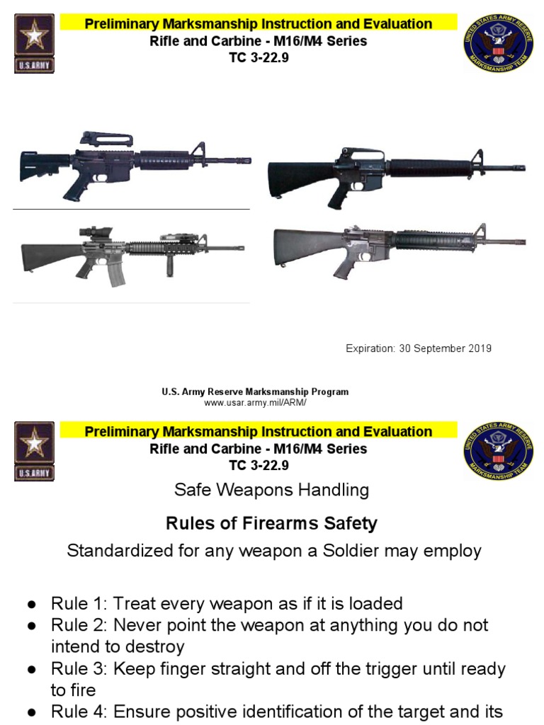 Preliminary Marksmanship Instruction and Evaluation Rifle and Carbine ...