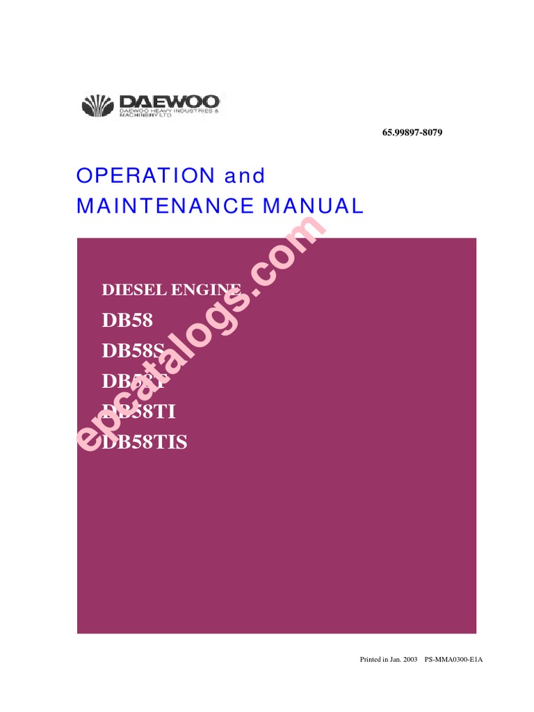 Operation and Maintenance Manual: DB58 DB58S DB58T DB58TI Db58Tis | PDF ...