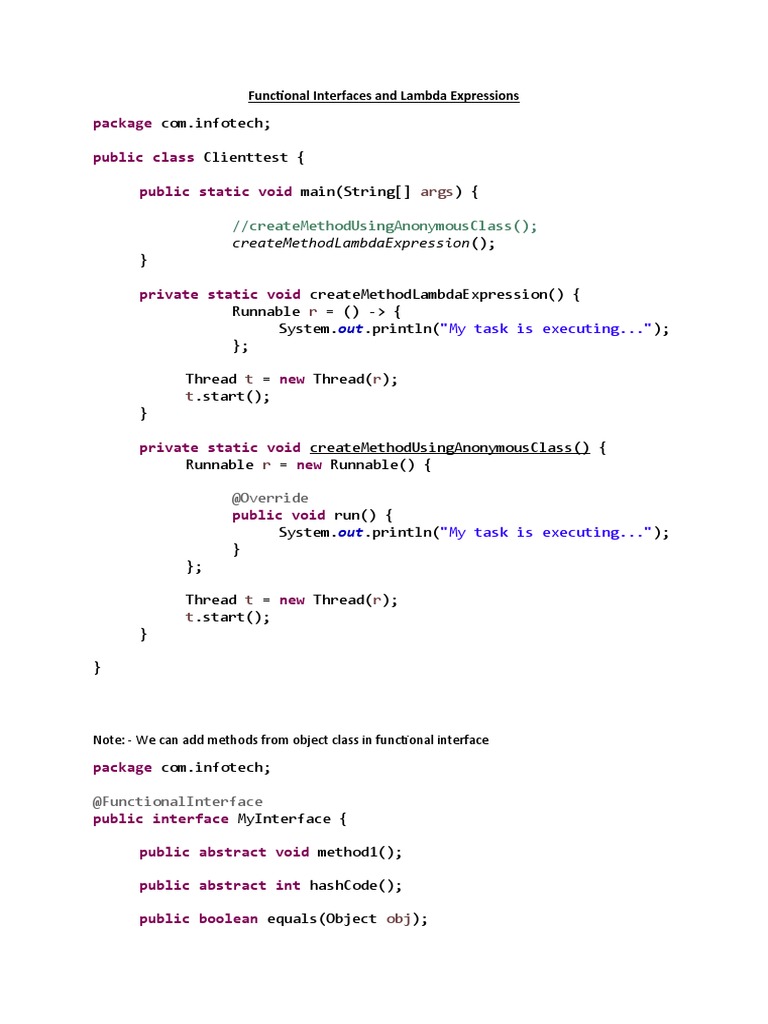 Functional Interfaces And Lambda Expressions Pdf Anonymous Function Class Computer