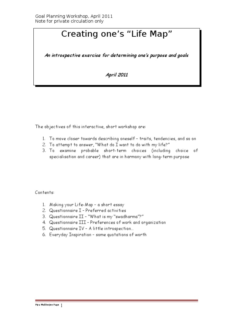 Life Map Goal Planning Workshop | PDF | Goal | Thought
