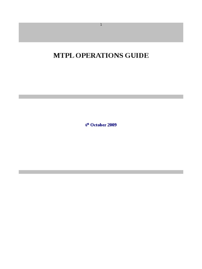 MTPL Operations Guide: October 2009 | PDF | Command Line Interface ...