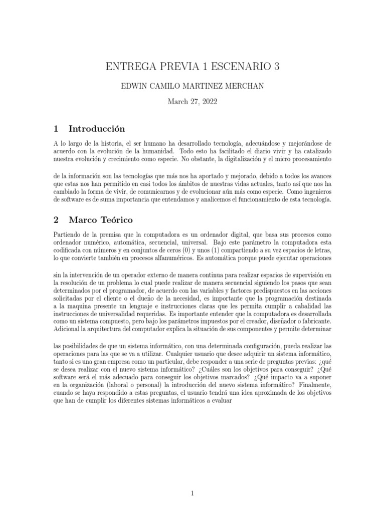 Entrega Previa 1 Escenario 3 | PDF