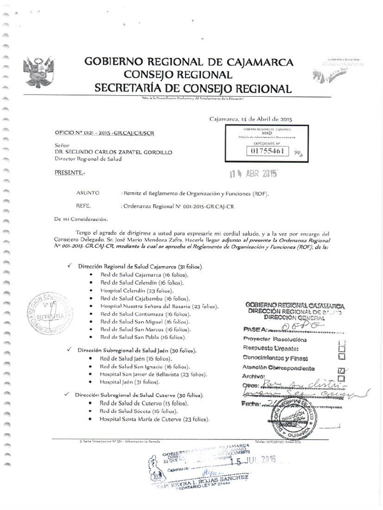Rof Diresa Cajamarca 2015 | PDF