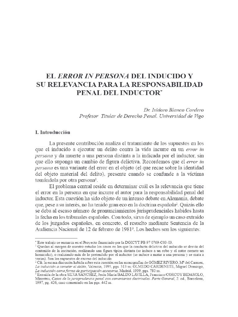 EL ERROR IN PERSONA DEL INDUCIDO Y SU RELEVANCIA PARA LA ...