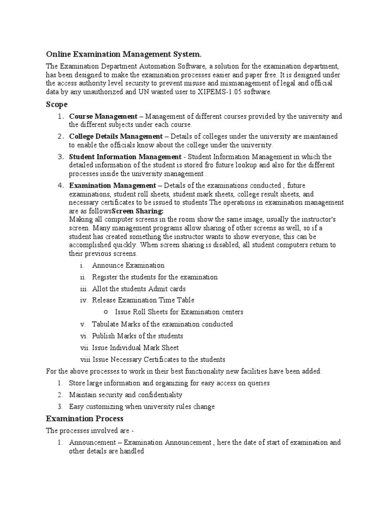 Online Examination Management System | PDF | Standardized Tests | Test ...