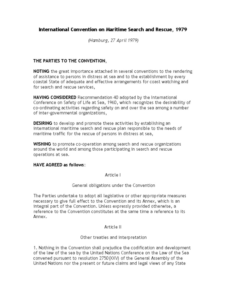 International Convention On Maritime Search and Rescue | PDF | Treaty ...