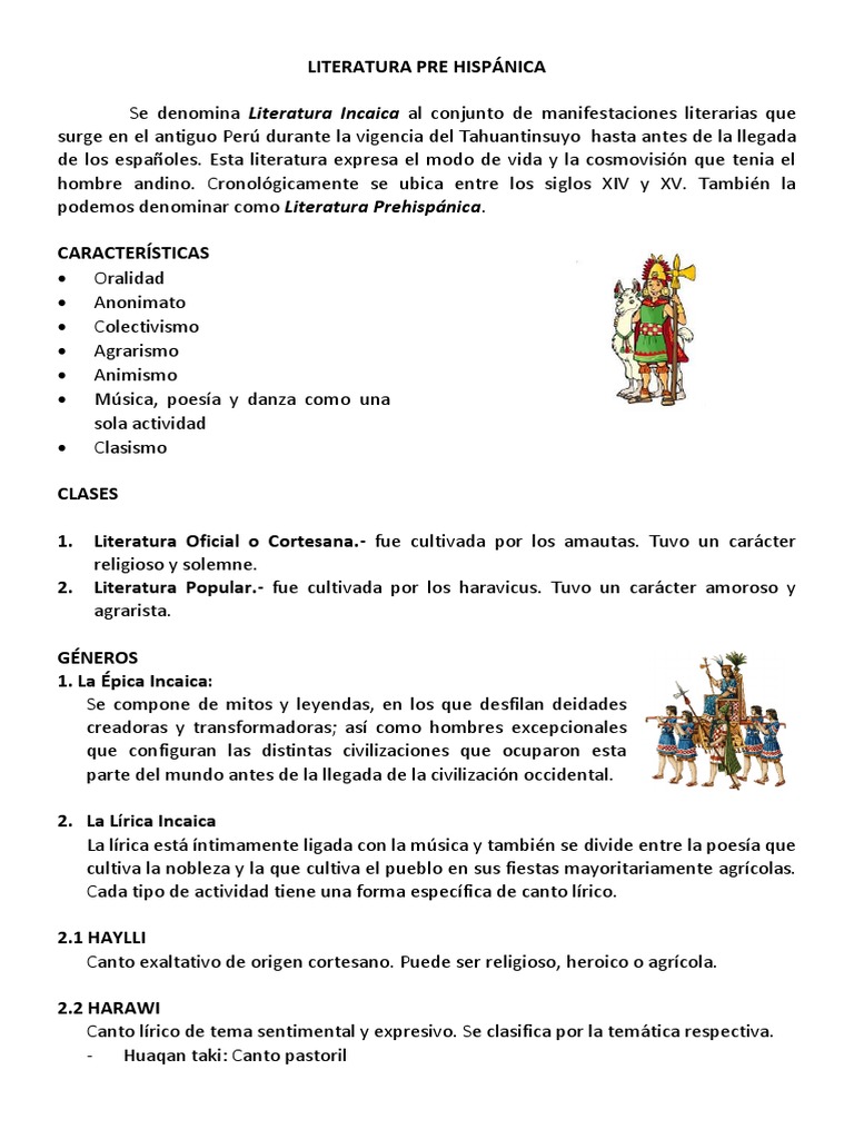 MODULO LITERATURA PERUANA Inca Prhe | PDF | Imperio Inca | Perú