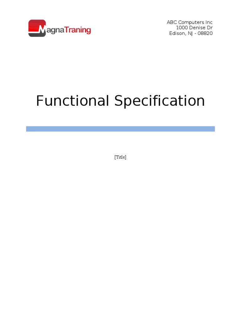 Functional Specification Template Magna Training | PDF | Specification ...