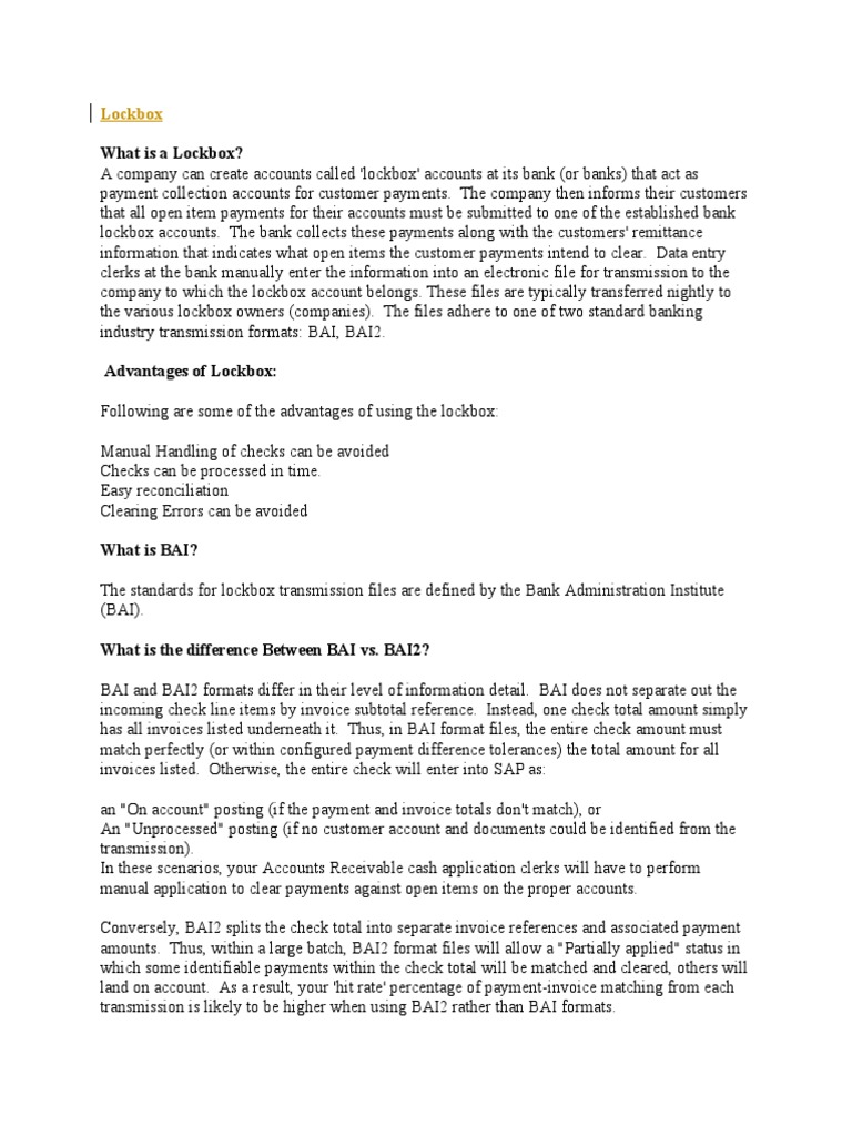 What Is A Lockbox? | PDF | Cheque | Electronic Data Interchange