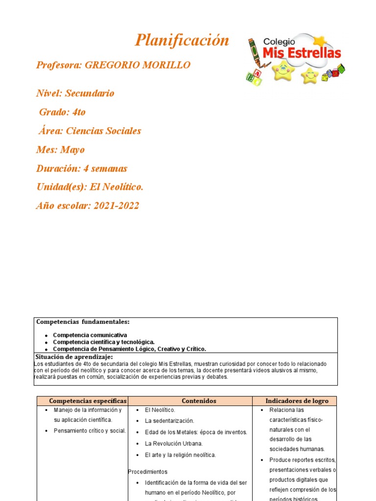 Planificacion 4to Sec Mayo 2021-22 | PDF | Aprendizaje | Evaluación