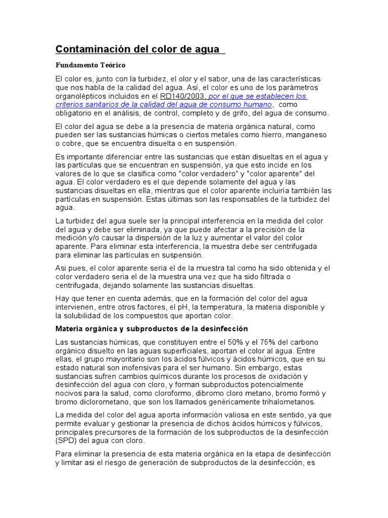 Color del Agua y su Contaminación | PDF | Agua | Color