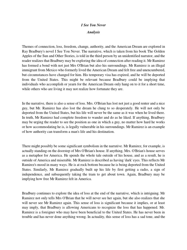 I See You Never An Analysis | PDF | History | General Fiction