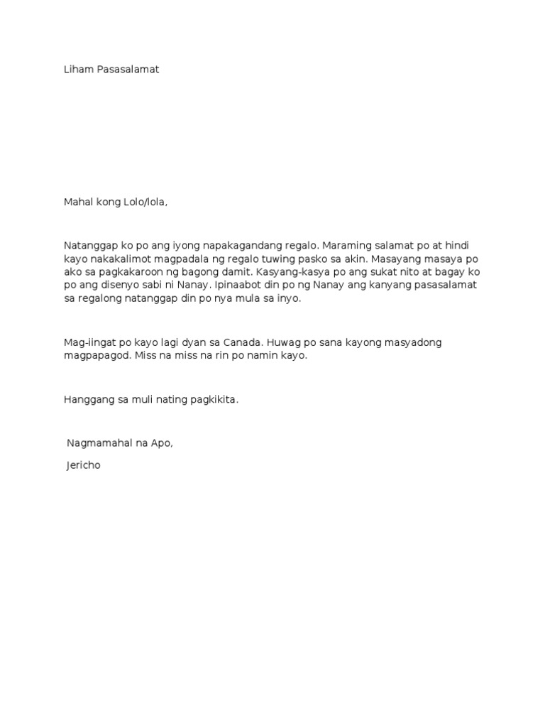 Liham Pasasalamat | PDF