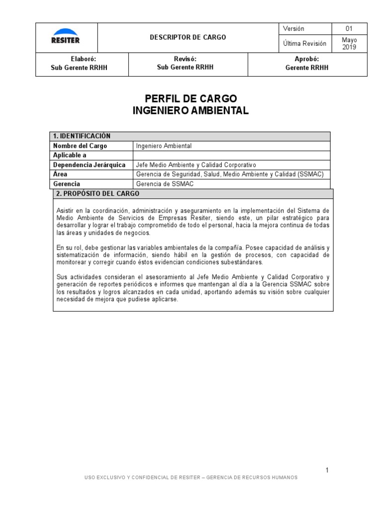 Perfil Ingeniero Ambiental | PDF | Gestión de recursos humanos | Business