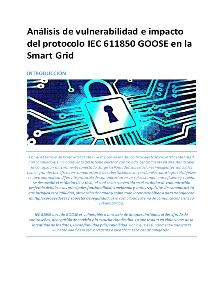Análisis de Vulnerabilidad e Impacto Del Protocolo IEC 611850 GOOSE en ...