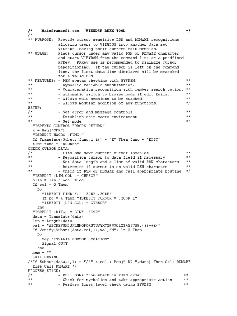 Rexx Tool View Dsn From Jcl By Placing Cursor Pdf Command Line Interface Software 