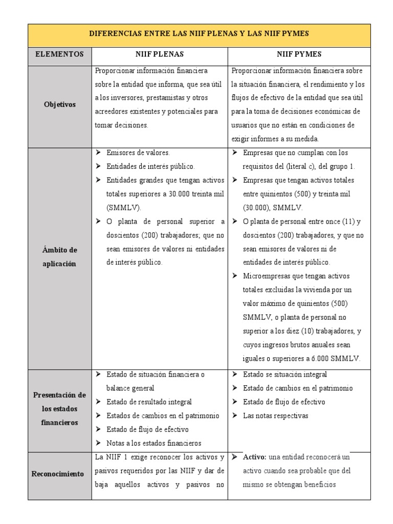 Diferencias Entre Las Niif Plenas y Las Niif Pymes | PDF
