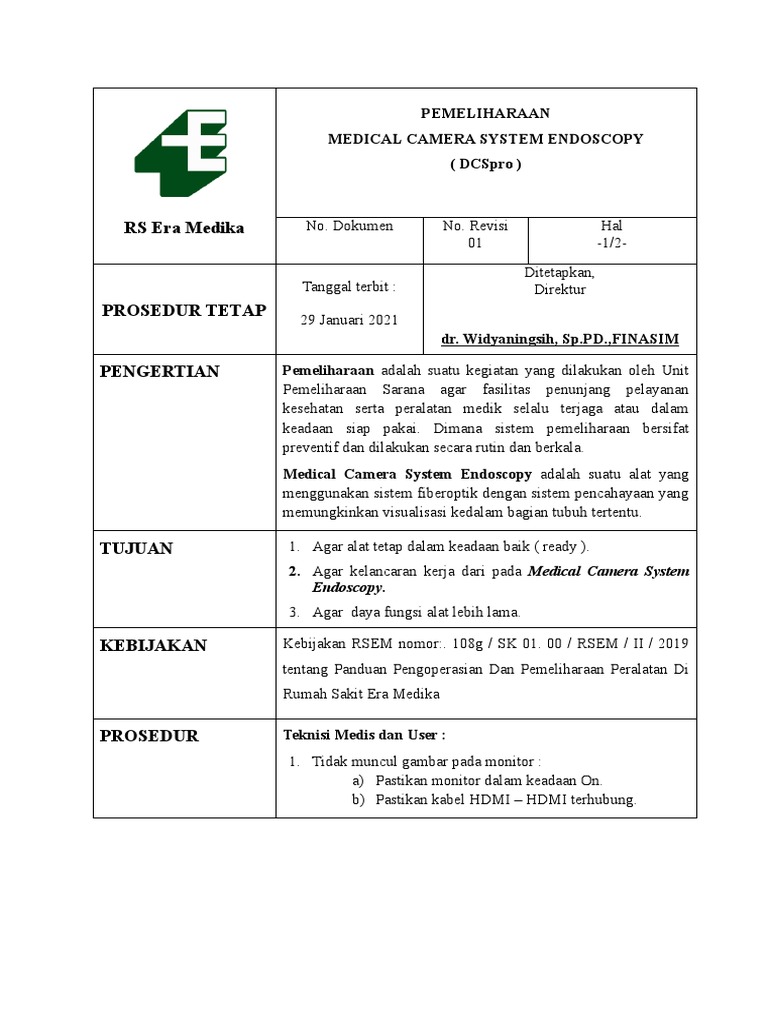 SPO Pemeliharaan Endoscopy THT | PDF