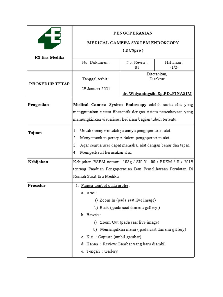 SPO Penggunaan Endoscopy THT | PDF