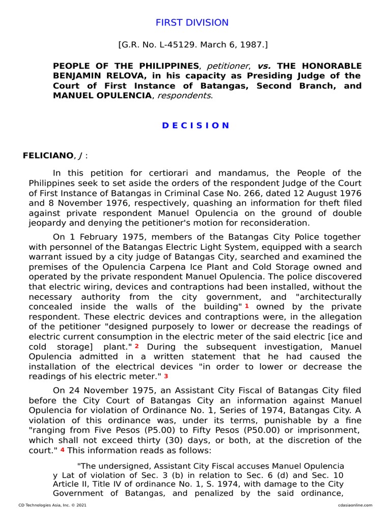 People v. Relova | PDF | Double Jeopardy | Crime & Violence